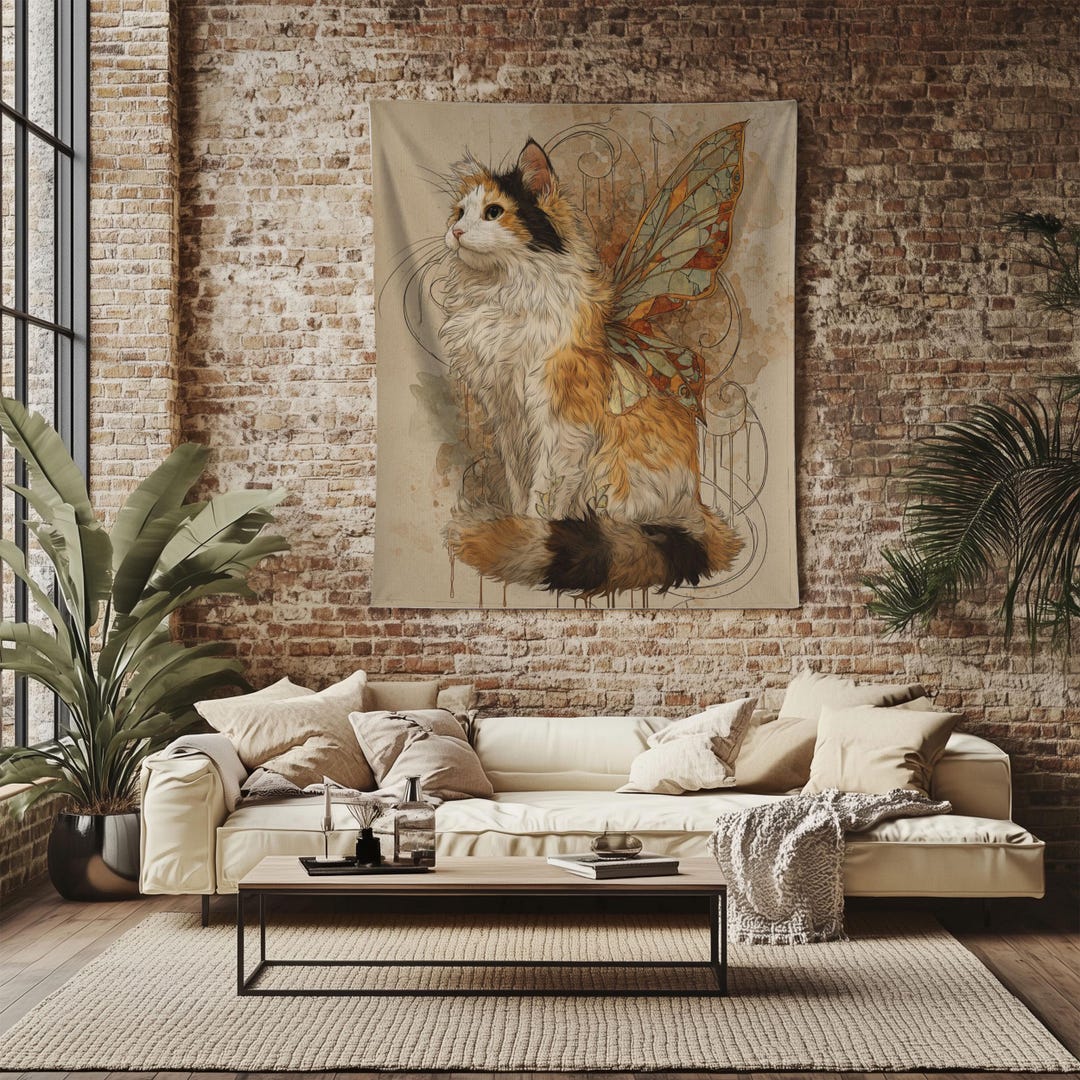 Magical Fairy Cat Lightweight Printed Tapestry Wall Hanging, Fantasy ...
