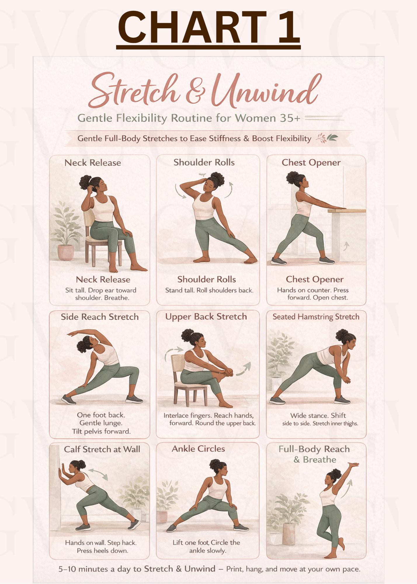 Stretch & Unwind Stretch Chart for POD Sellers, Printable Flexibility ...