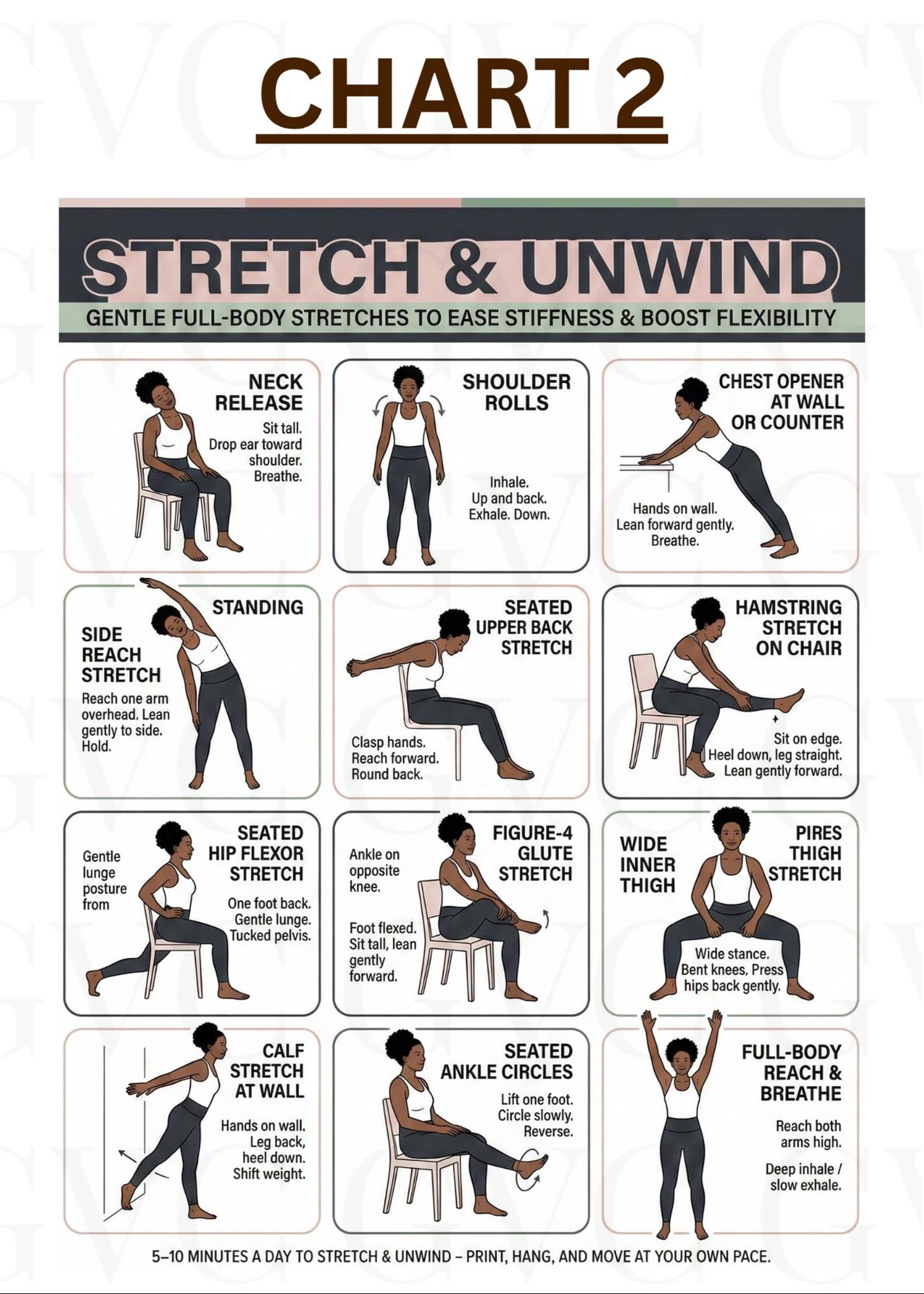 Stretch & Unwind Stretch Chart for POD Sellers, Printable Flexibility ...