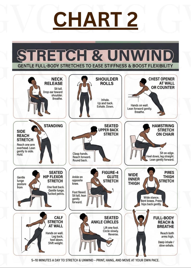 Stretch & Unwind Stretch Chart for POD Sellers, Printable Flexibility ...