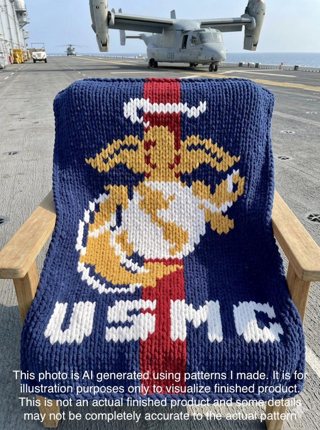 US Marine Corps Globe Anchor Blanket Knitting Pattern (digital Download ...