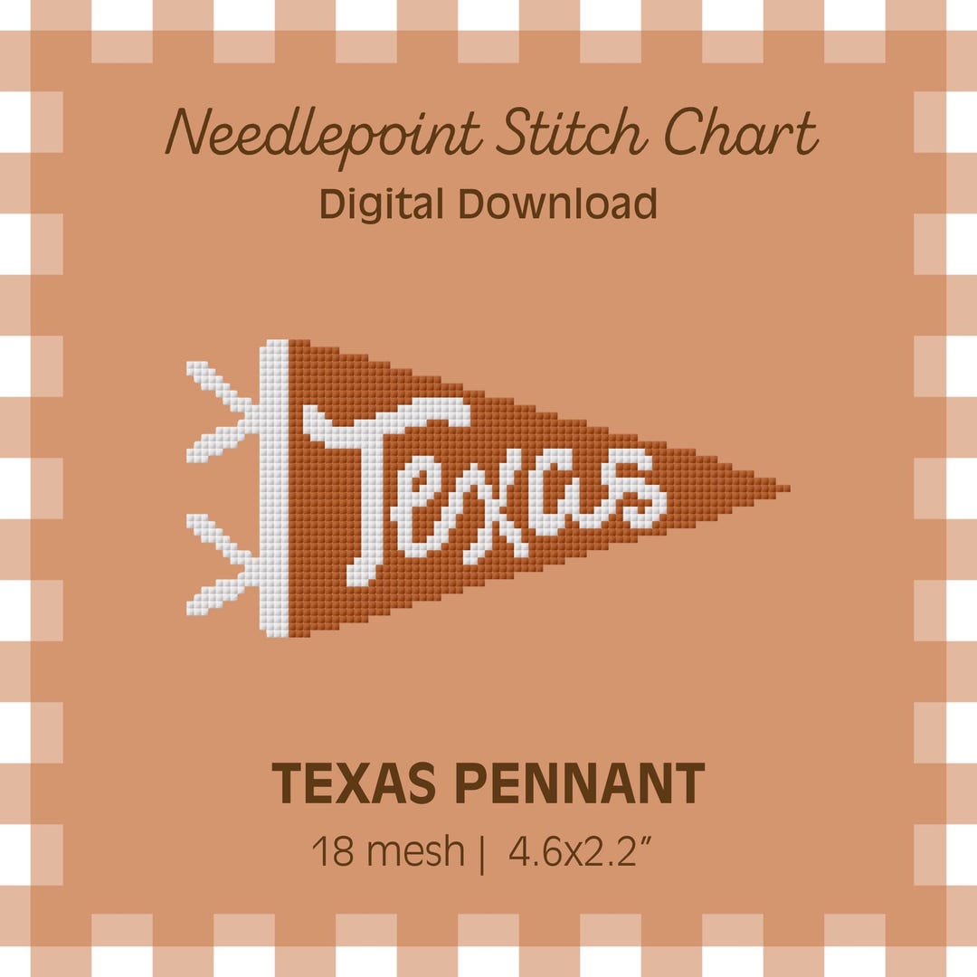 Needlepoint Pattern PDF - Texas Pennant - University of Texas Stitch ...