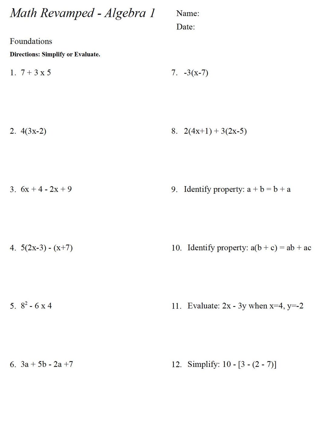 Pre - Algebra Worksheet Bundle - Etsy