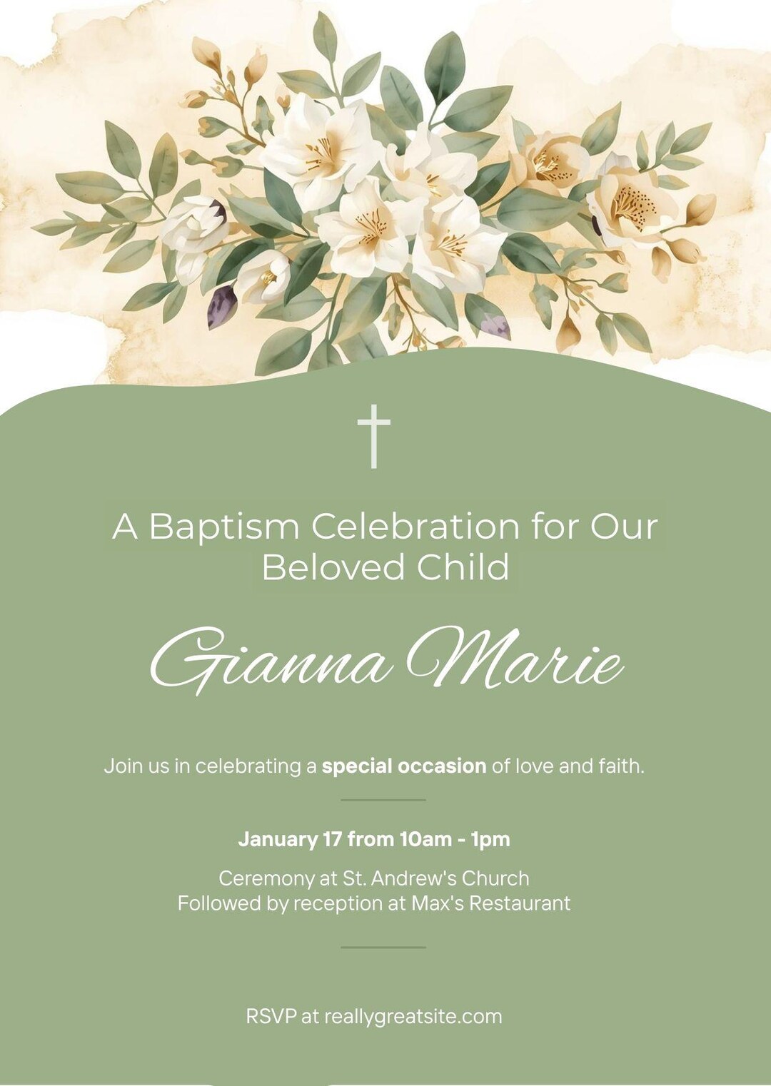 Modern Filipino Baptism Invitation | Sampaguita Minimalist Christening ...