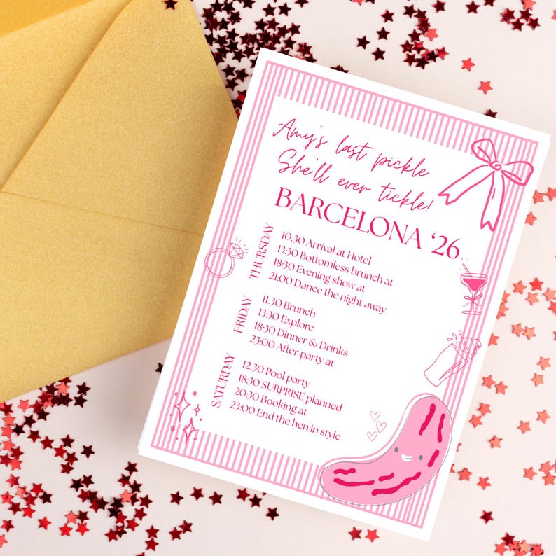 Last Pickle She'll Ever Tickle Hen Itinerary - Etsy