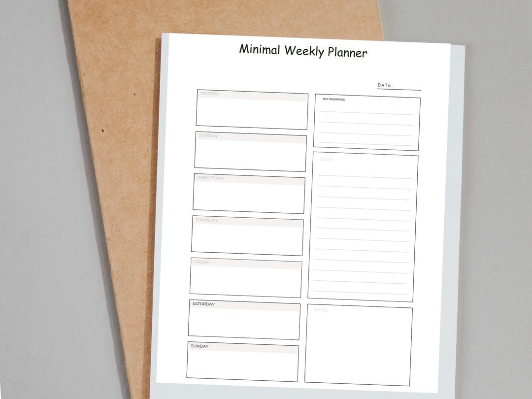 Minimal Weekly Planner Printable Weekly Schedule Instant Download US ...