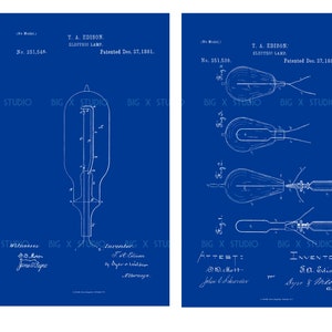 Thomas Edison Light Bulb Patent Blueprint Drawing Images / Digital ...