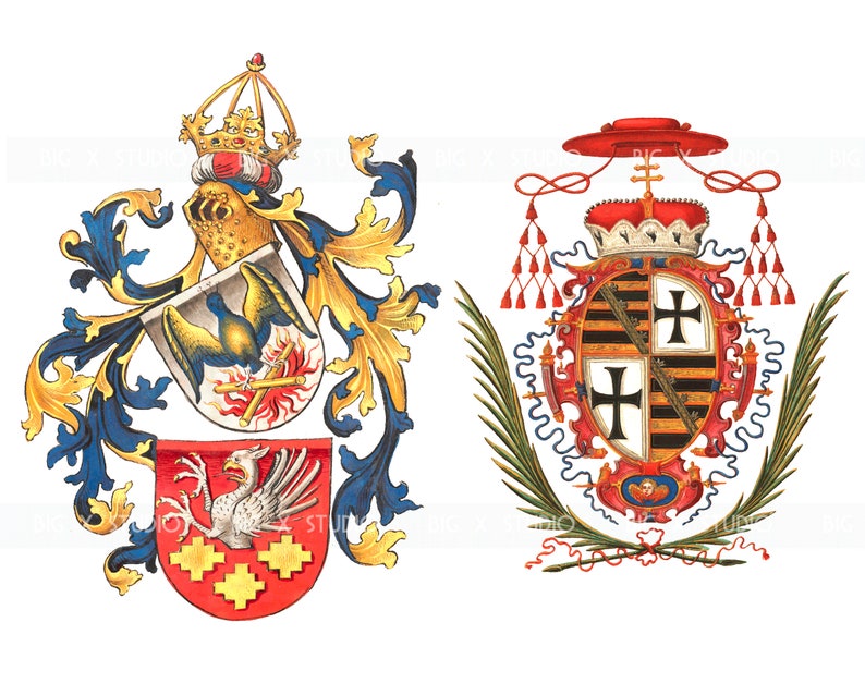 Medieval Heraldry Coat of Arms Set 2: Illuminated Manuscript Clipart ...