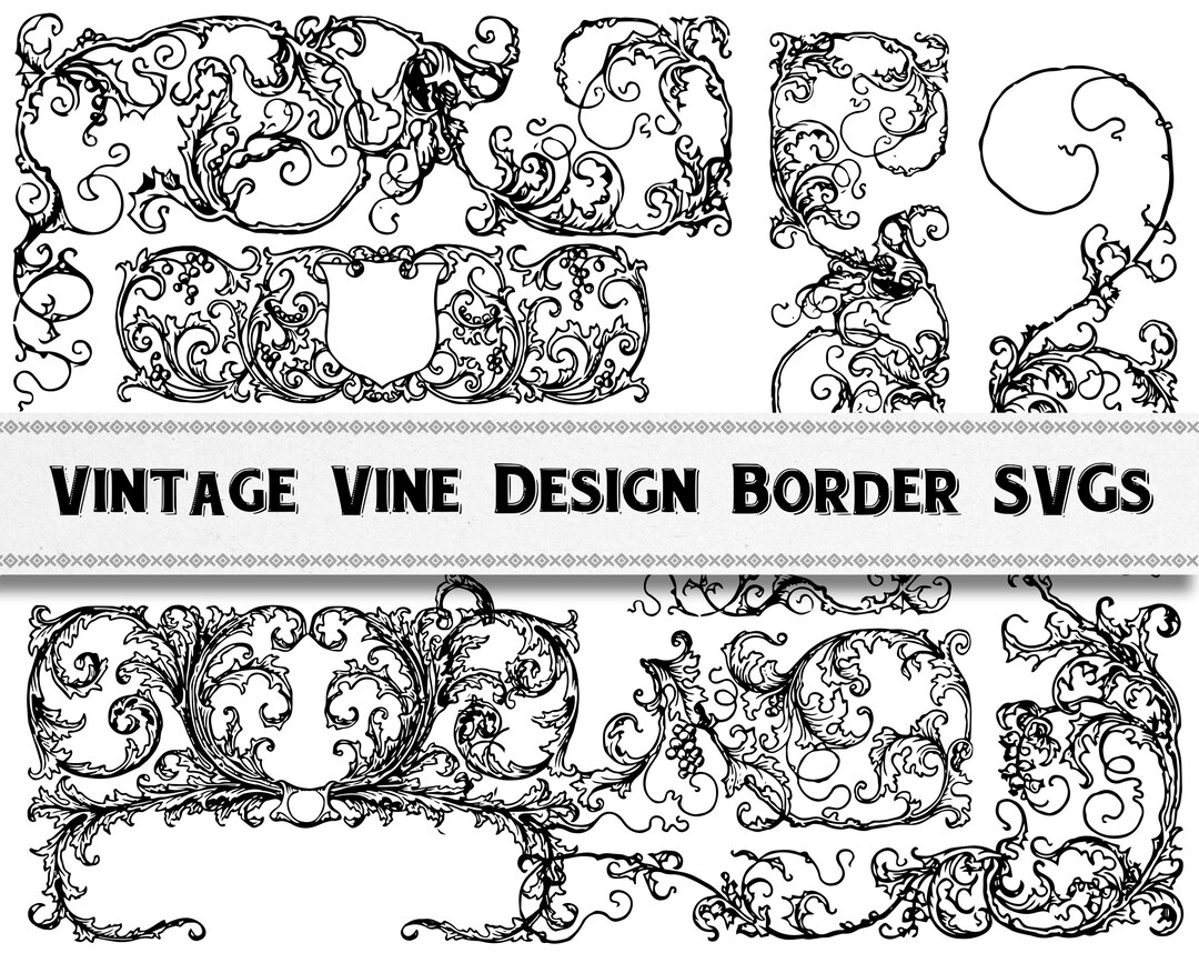 Vintage Vine Leaf SVG Border Frames / Digital Download / - Etsy