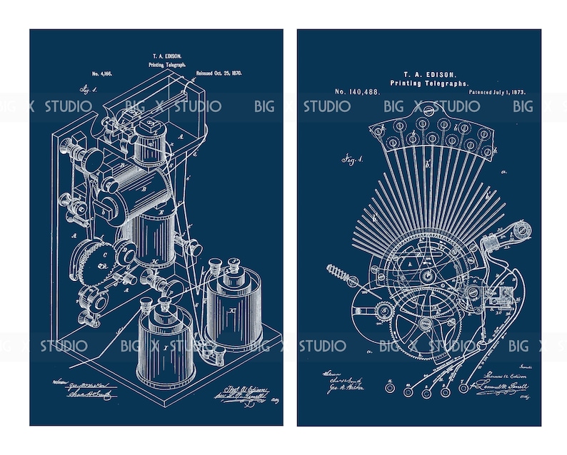 Thomas Edison Patent Blueprint Drawing Images / Digital - Etsy