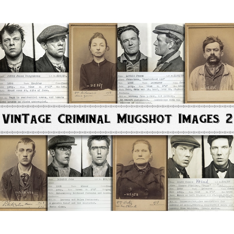 Vintage Criminal Mugshot Photographs Set 2 / Digital Download ...