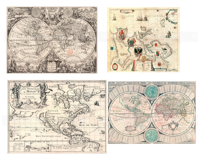 Antique Map Images Set 2 / Medieval Renaissance Maps / Digital Download ...