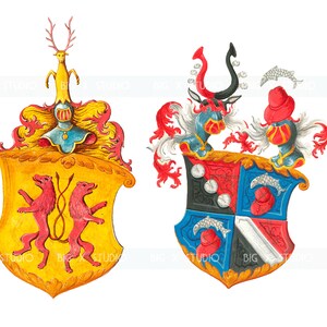 Medieval Heraldry Coat of Arms Clipart: Illuminated Manuscript Designs ...