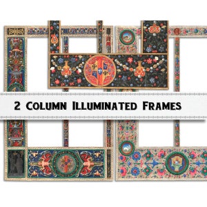 Two Column Medieval Illuminated Manuscript Frame PNG Images, Digital ...