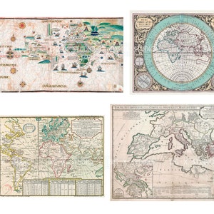 Antique Map Images Set 2 / Medieval Renaissance Maps / Digital Download ...