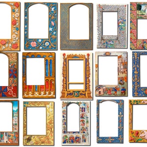 Medieval Illuminated Manuscript Frame PNG Images Set 4, Digital ...