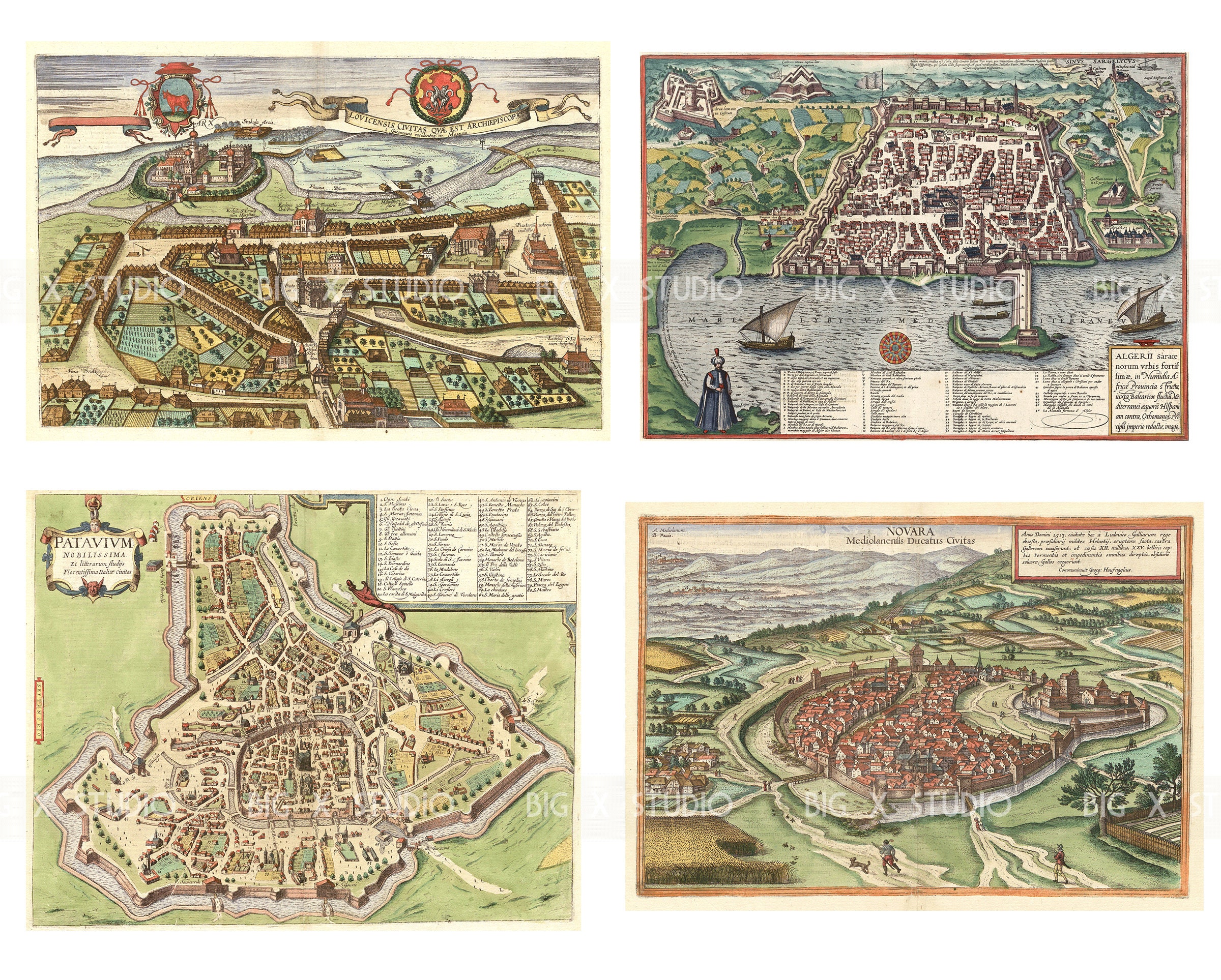 Color Medieval Walled City Map Images / Medieval Renaissance | Etsy