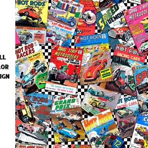 Vintage Racing Car Comic Seamless Digital Paper / Scrapbook Wallpapers ...