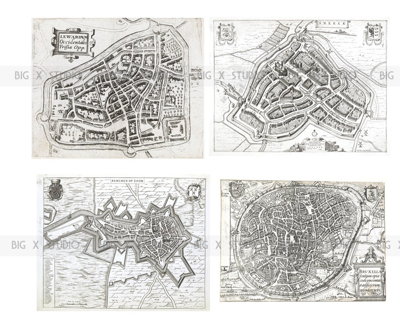 Medieval Walled City Map Images / Digital Download / | Etsy