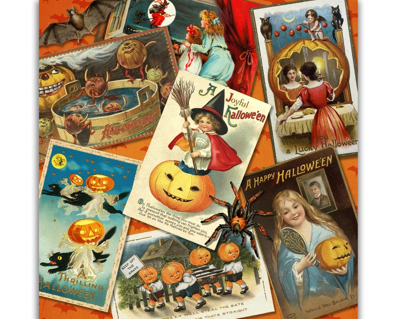 Vintage Halloween Digital Paper / Scrapbook Wallpapers / - Etsy