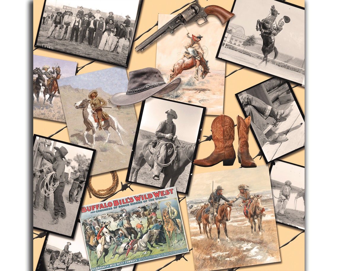 Vintage Cowboy Digital Paper Backgrounds / Scrapbook - Etsy