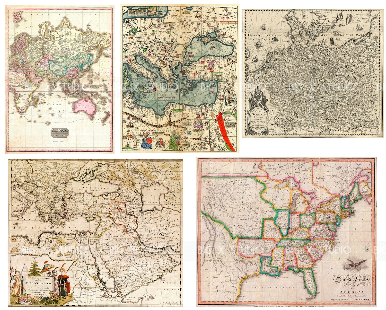 Antique Map Images / Medieval Renaissance Maps / Digital Download ...