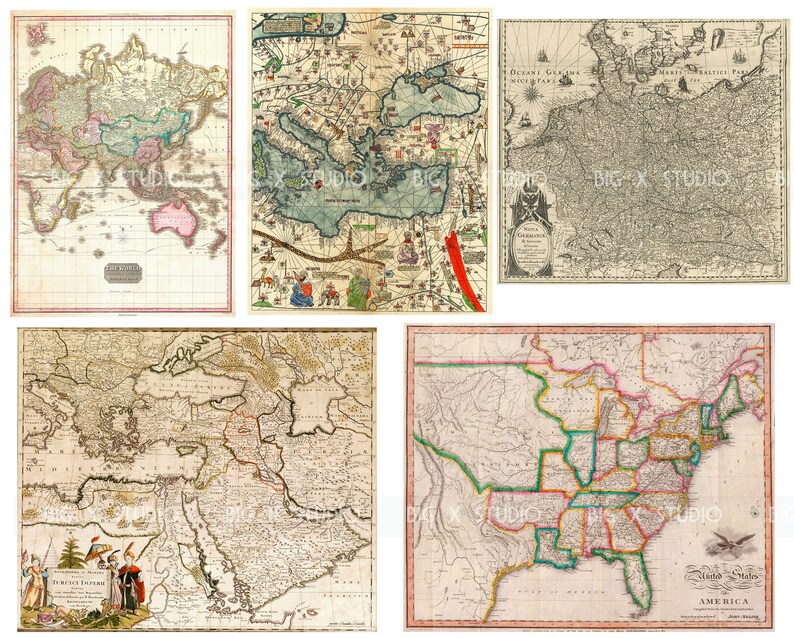Antique Map Images / Medieval Renaissance Maps / Digital - Etsy