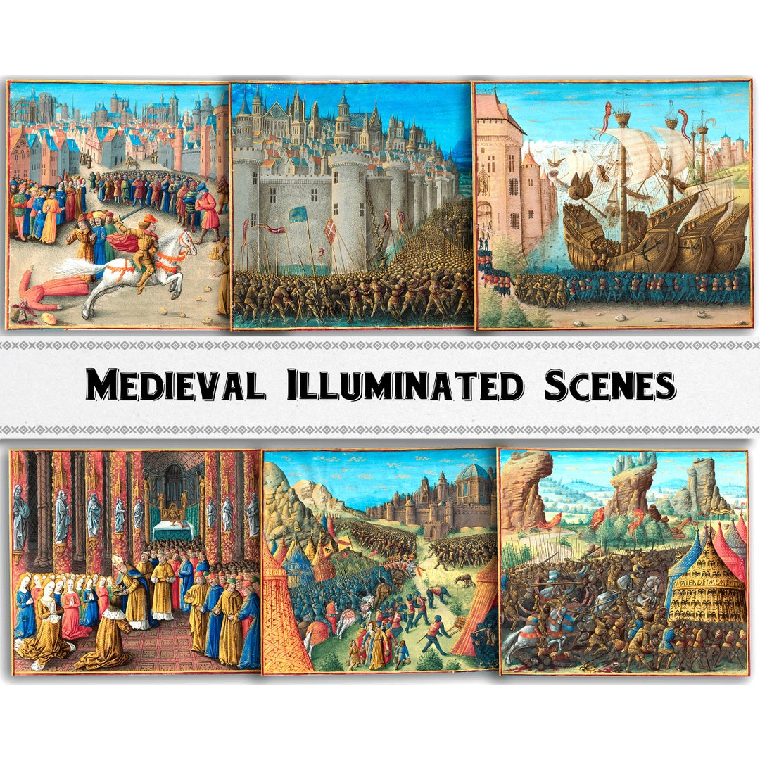 Medieval Illuminated Manuscript Scenes, Digital Download, Commercial ...