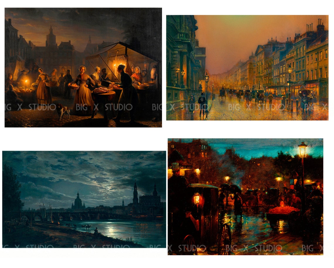 Victorian City Scenes at Night / Digital Download / Commercial - Etsy