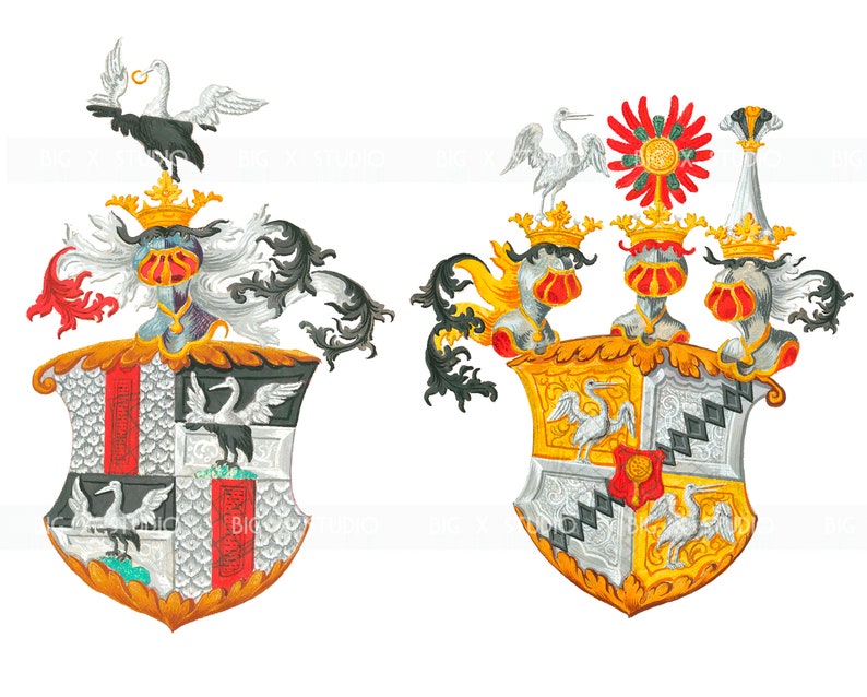 Medieval Heraldry Coat of Arms Set 2: Illuminated Manuscript Clipart ...
