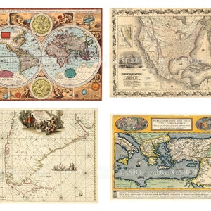 Antique Map Image Set 3 / Medieval Renaissance Maps / Digital Download ...