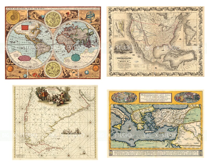 Antique Map Image Set 3 / Medieval Renaissance Maps / Digital - Etsy
