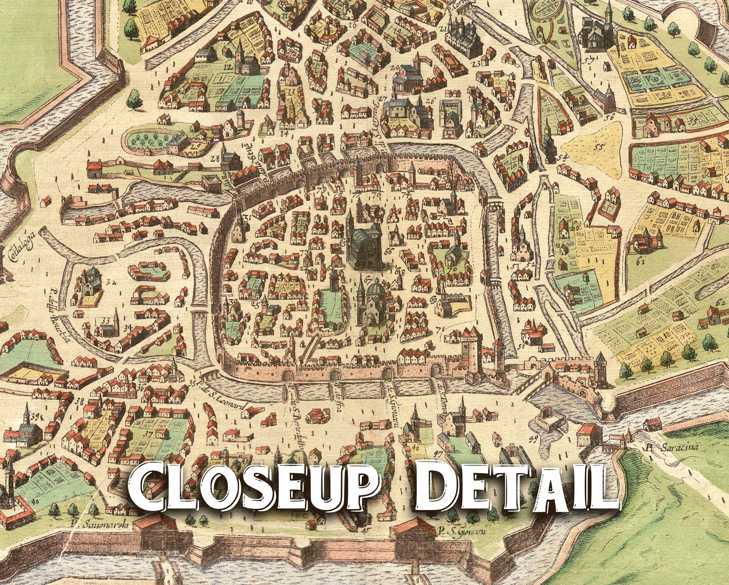 Color Medieval Walled City Map Images / Medieval Renaissance | Etsy