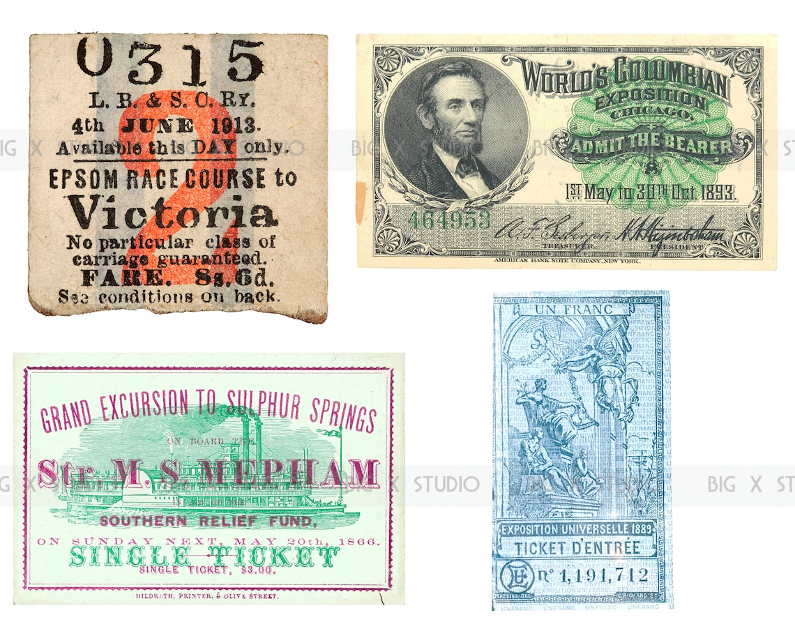 Vintage Victorian Ticket Images / Train Tickets / Ephemera / - Etsy India