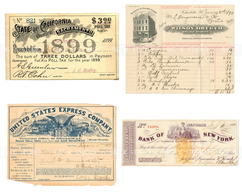Vintage Receipt Images Set 2 / Victorian Bills of Sale/ - Etsy
