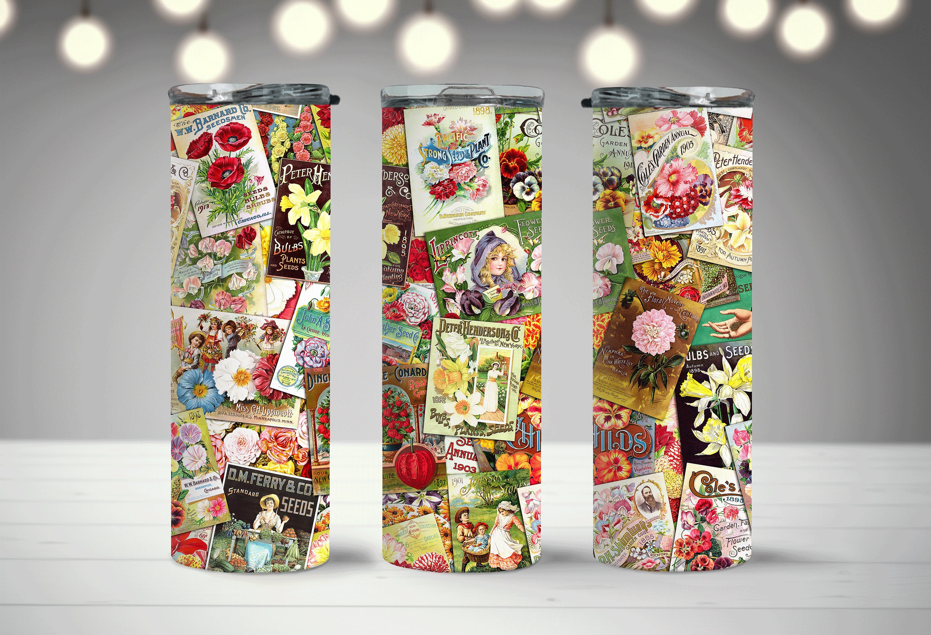 Vintage Flower Seed Catalog Collage, Skinny 20oz Tumbler, Sublimation ...