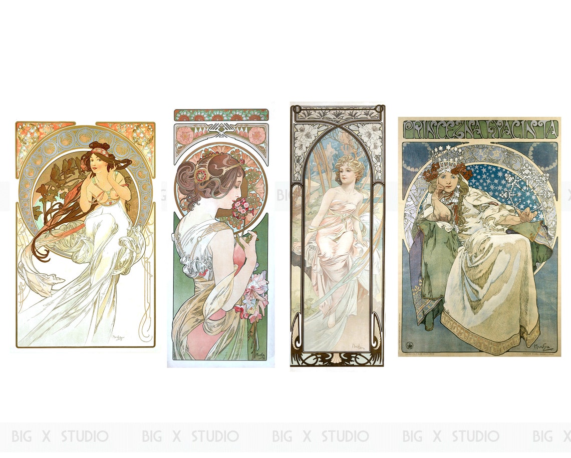 Alphonse Mucha Art Nouveau Poster Images Set 2 / Digital - Etsy