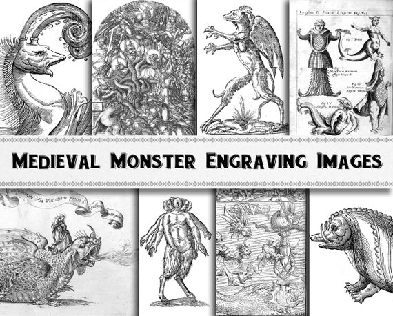 Medieval Monster Engraving Images / Digital Download / | Etsy
