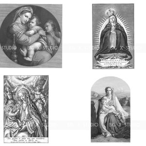 Vintage Virgin Mary Engraving Images / Digital Download / Commercial ...