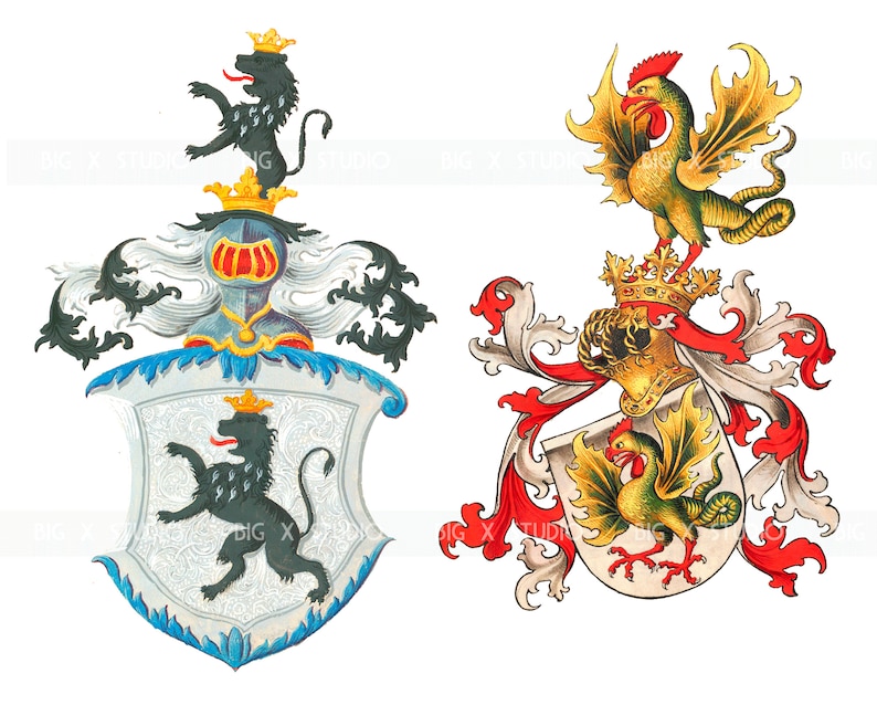 Medieval Heraldry Coat of Arms Set 2: Illuminated Manuscript Clipart ...