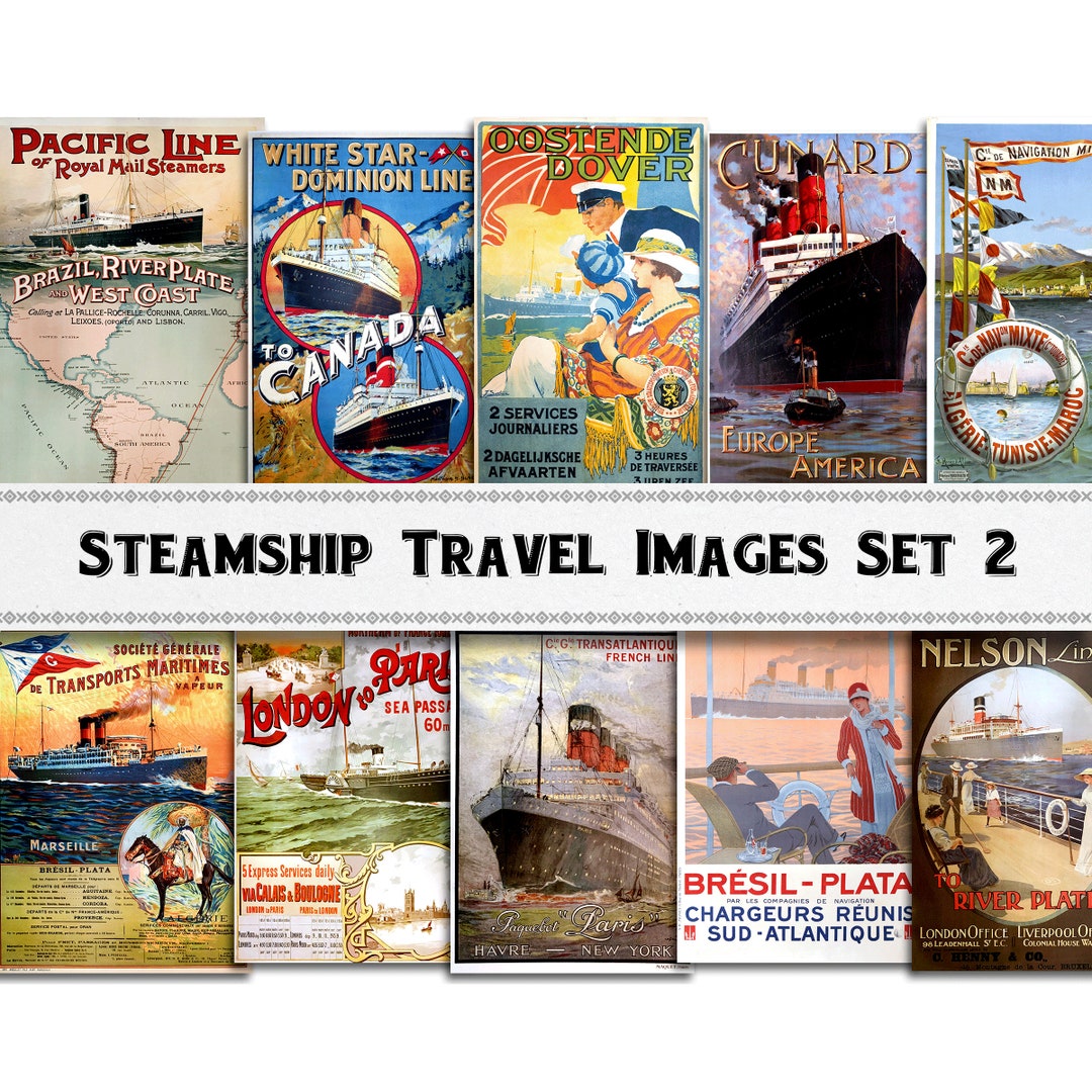 Ship Travel Poster Images Set 2 / Vintage Steamship Ephemera ...