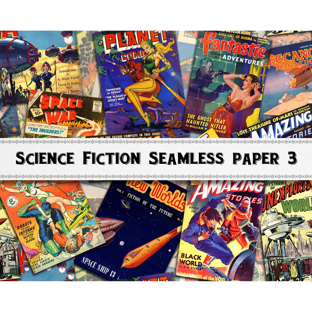 Vintage Science Fiction Comic Seamless Digital Paper #3 / Scrapbook ...