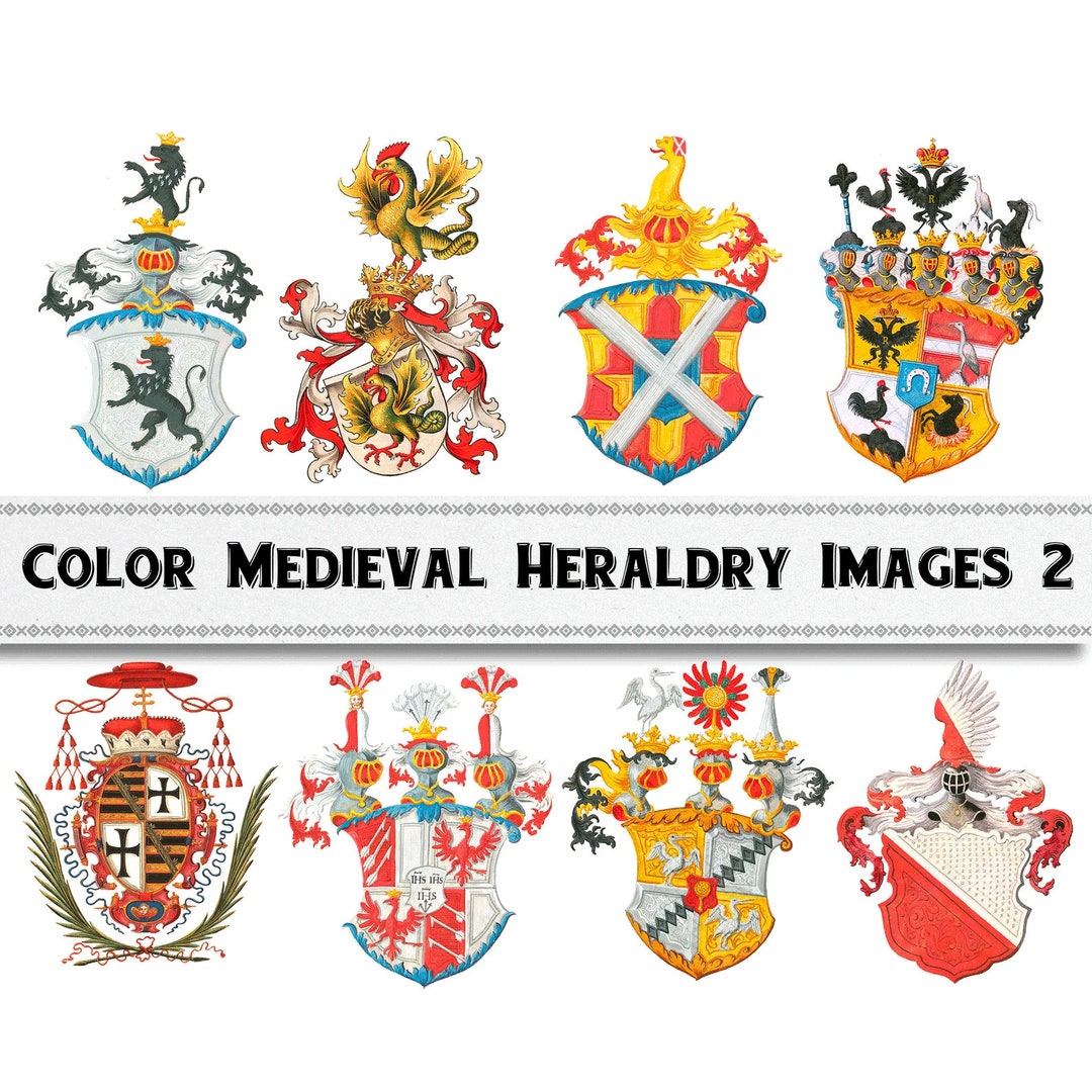 Medieval Heraldry Coat of Arms Set 2, Illuminated Manuscripts, Digital ...