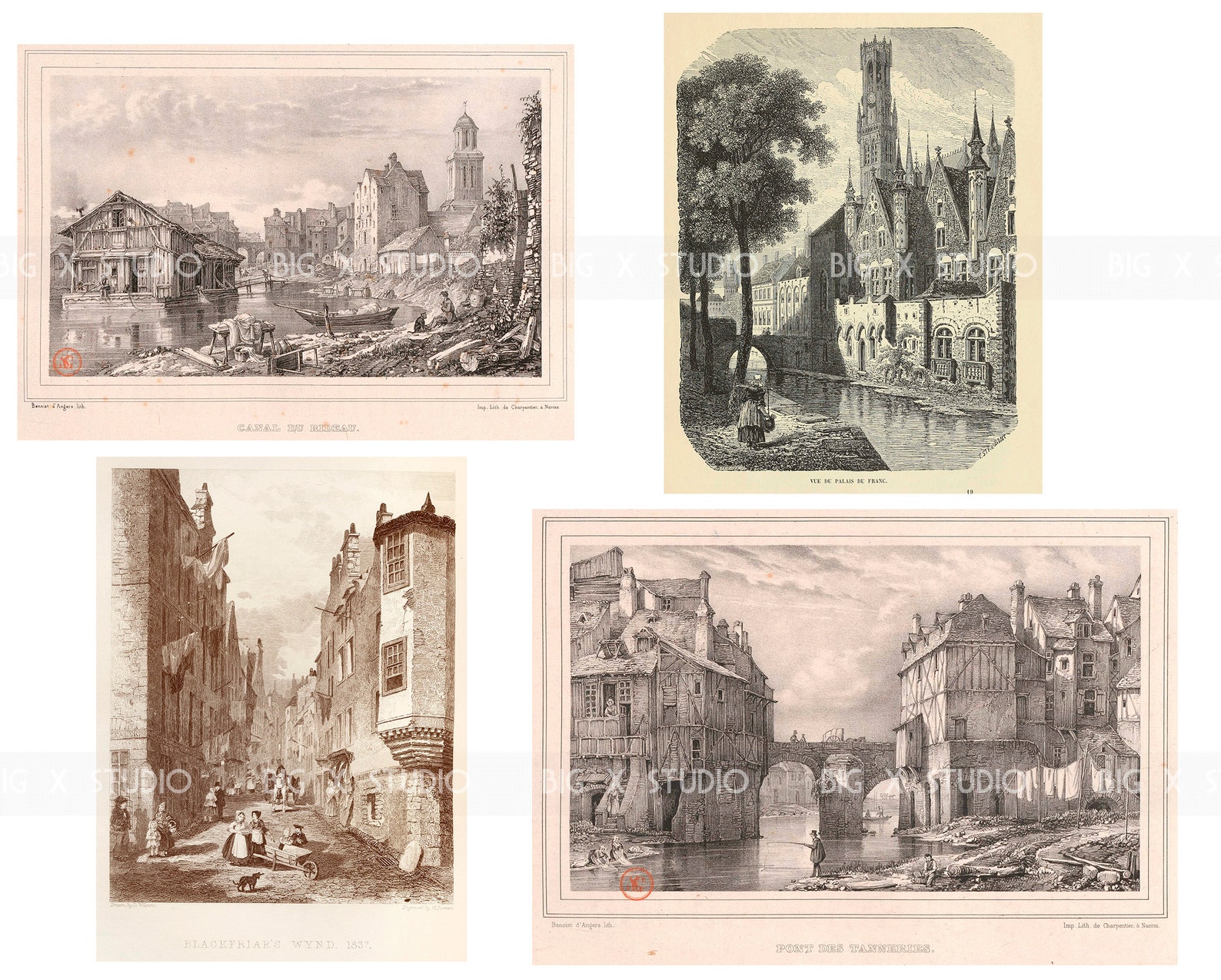 Medieval Gothic Town Engraving Images / Digital Download / | Etsy