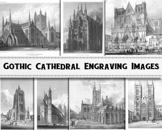 Gothic Cathedral Church Engraving Images / Digital Download / - Etsy
