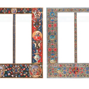Two Column Medieval Illuminated Manuscript Frame PNG Images, Digital ...