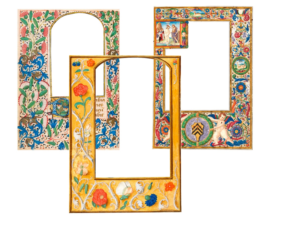 Medieval Illuminated Manuscript Frame PNG Images Set 2 | Etsy
