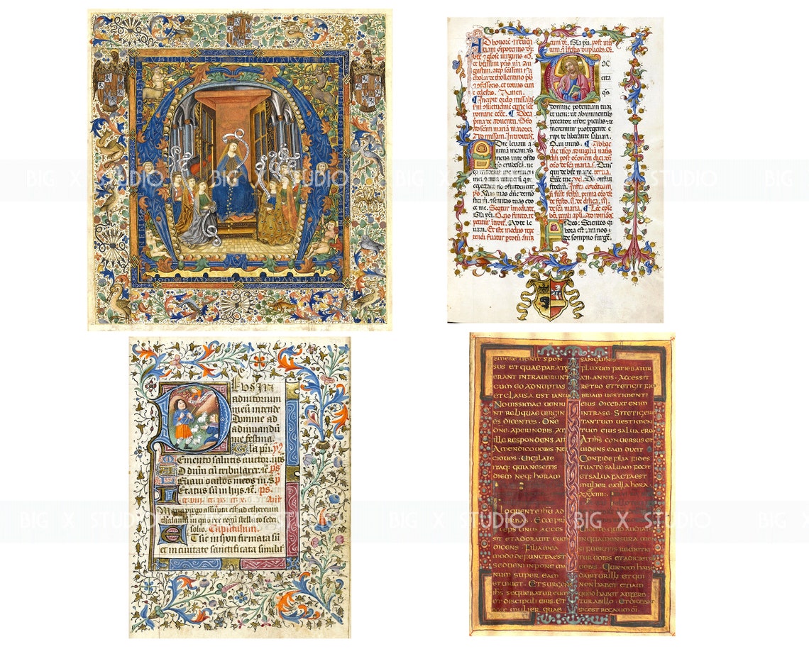 Medieval Illuminated Manuscript Images, Digital Download, Commercial ...