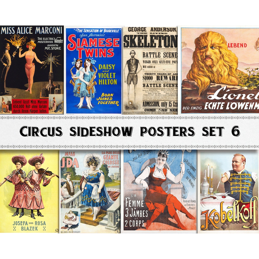 Circus Sideshow Poster Images Set 6 / Digital Download / Commercial Use ...