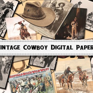 Vintage Cowboy Digital Paper Backgrounds / Scrapbook - Etsy